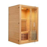 China Smartmak 1 Person Wood Steam Home Sauna Room with 8mm Tempered Glass door for sale