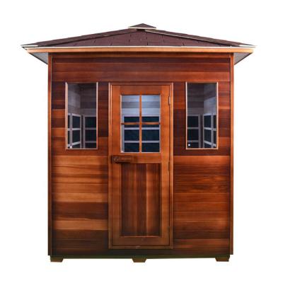 China ROHS Far Infrared Outdoor Dry Sauna Room Garden Sauna 4 Person Chromatherapy Lighting for sale