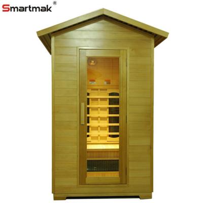 China Smartmak Customized Cedar Outdoor Dry Sauna 1 Person Small Garden Sauna for sale
