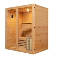 China ROHS Tempered Glass 3 Person Steam Sauna Room Red Cedar for sale