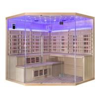 China Smartmak Hemlock Infrared Steam Sauna Home Wet Sauna 4 Person for Detoxification for sale