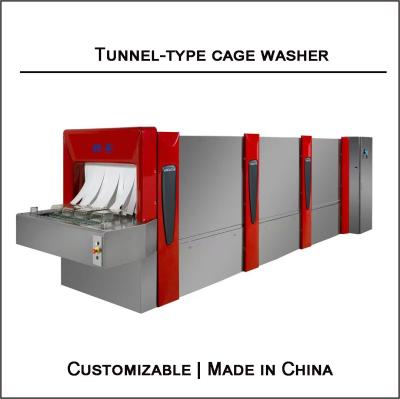 China Stainless Steel Modular Lab Animal Equipment Tunnel Type Animal Cage Washer for sale
