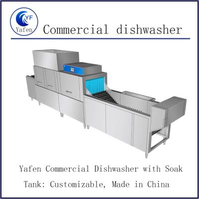 China Rapid Cleaning Disinfection Drying Dishwasher 65KW 380V With Soaking Tank for sale