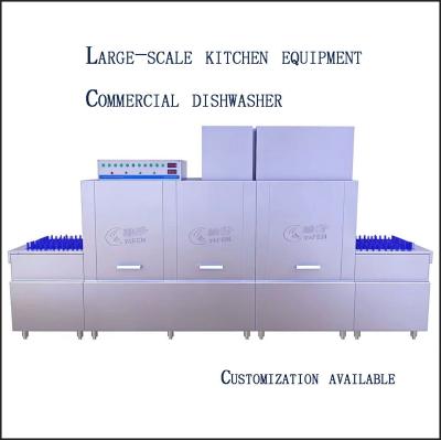 China Electric Heating Commercial Dishwasher 77KW / 380V Large Kitchen Equipment for sale