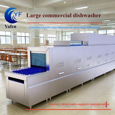 China Long Dragon Commercial Dishwasher Large Capacity 4000 Plates/hour Cleaning for sale