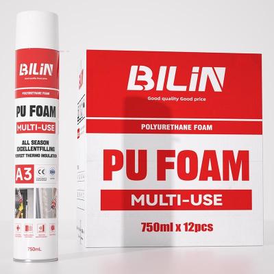 China High Performance Polyurethane Foam Spray 750ml Gap Filling Insulation Foam for sale