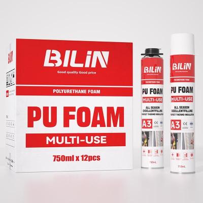 China BILIN A3 Polyurethane Spray Foam 45L Yield 22 kg/m³ Density for Door Window Installation and Construction Sealing for sale