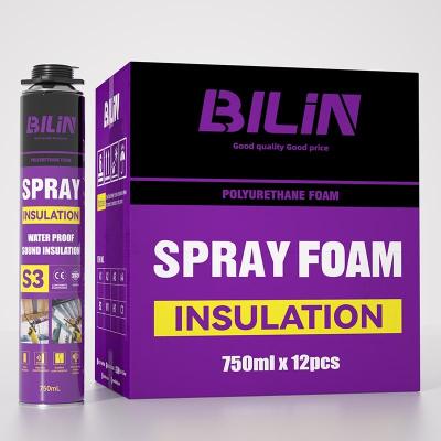 China BILIN S3 One Component Polyurethane Foam Spray 750ml for Wall Roof Insulation for sale