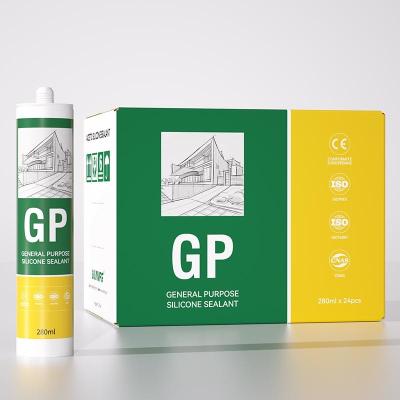 China GP Acetic Silicone Sealant 0.96 g/ml Clear Weatherproof Glass Glue for Aquarium Window Sealing for sale
