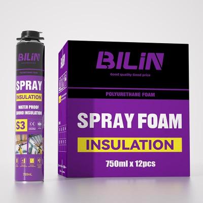 China BILIN S3 Closed Cell Polyurethane Spray Foam 750ml - 0.036 W/(m*K) Thermal Conductivity, 62dB Sound Insulation for sale