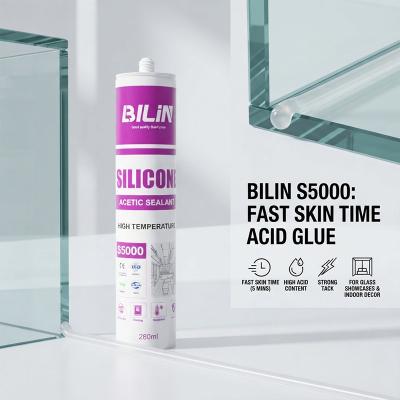 China Fast Skin Time Acid Glass Silicone Sealant Strong Tack Glue For Glass Showcase And Indoor Decoration for sale
