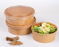 China Kraft Paper Salad Bowl 500ml to 1300ml with PET PP Lid for Fresh Food Packaging for sale