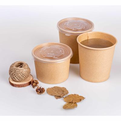 China Eco Friendly Disposable Kraft Paper Soup Container 16oz with PET Lid for Sustainable Packaging for sale