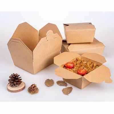 China Kraft Paper Clip-on Food Container 3 Sizes 129x106x64mm 210x154x48mm 216x159x65mm Secure Takeout for sale