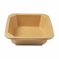 China Kraft Paper Square Box 300ml with Clear PP Lid 124x124mm 300 Pcs Bulk for sale