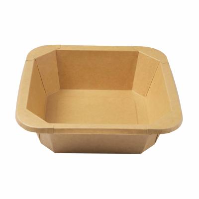 China Kraft Paper Square Box 300ml with Clear PP Lid 124x124mm 300 Pcs Bulk for sale