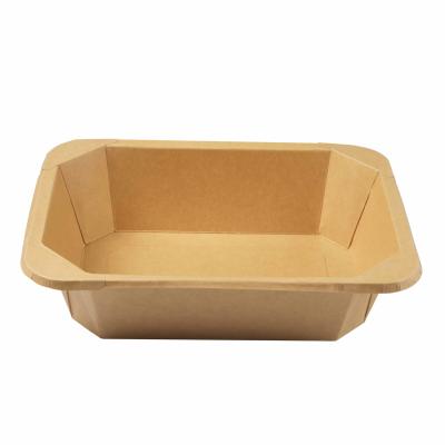 China Kraft Paper Rectangular Box 500ML 700ML with PP PET Lid Eco Friendly Food Container for sale