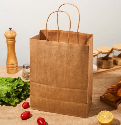 China Eco Friendly Kraft Paper Bags Food Grade Disposable Takeaway Bags 20x30cm Safe Food Contact for sale