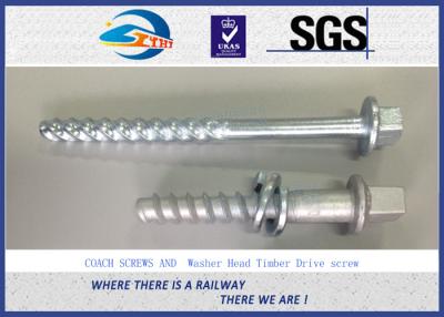 China Rail Bolt Fastener Railway Fastening SS Sleeper Screw With Washer / Screws for sale