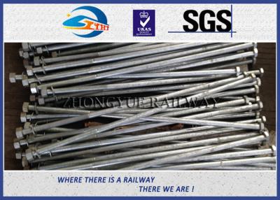 China GB  Standard Hot Dip Zinc Railway HEX Bolt With 24x3x1100mm 45# Material for sale