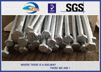 China Oxide Black / Plain 8.8 Grade HEX Railway Bolt 24x3x1100mm With GB Standard for sale