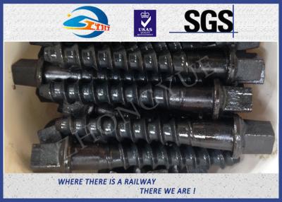China Custom Railway / Railroad Track Spikes , Threaded Screw Spike With Plain Oiled Coating for sale