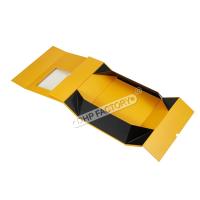 China Yellow Printed Magnetic Flap Gift Box Personalised Magnetic Box With Clear Window for sale