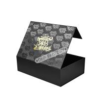 China Glossy UV Black Foldable Magnetic Boxes With Bownot Ribbon For Clothing for sale