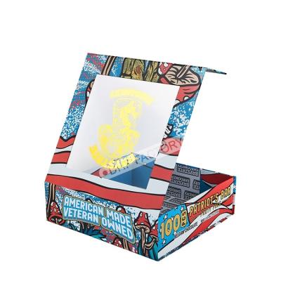 China Stylish Full Color Printed Foldable Magnetic Boxes With Display Window for sale