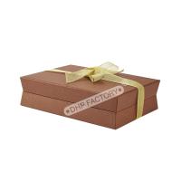 China Luxury Gift Package Dark Color Pearl Paper Top And Based Box With Ribbon for sale