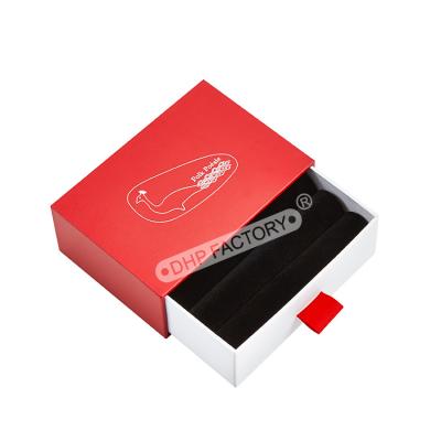 China Luxury Perfume Red Drawer Box With Handle EVA Insert And Foil Logo For Gift Box for sale