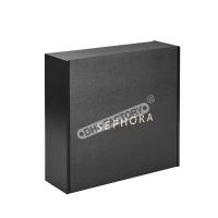 China Matte Black Rigid Gift Box Lamination Rigid Paper Boxes With Gold Foil Logo for sale