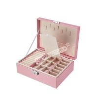 China Chic Leather Large Jewelry Box Packaging With Dividers For Rings Earrings for sale