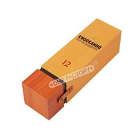 China Luxury Orange Rigid Paper Gift Box With Leather Wrapping For Wine And Whisky for sale