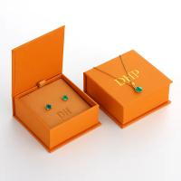 China Elegant Bright Orange Jewelry Box Magnetic Closure Gift Box With Flip Flap for sale