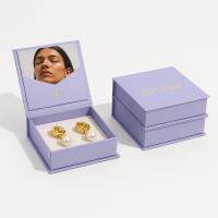 China Stylish Lavender Magnetic Flip Top Jewelry Box With Card Holder Pocket for sale