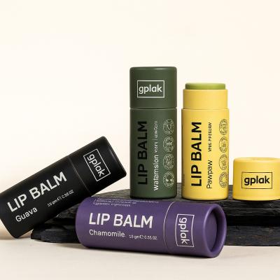 China Printed Empty Lipstick Cylinder Box Custom Eco Friendly Push Up Lip Balm Paper Tube for sale