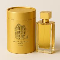 China Textured Paper Luxury Perfume Cylinder Box Gold Foil Stamping Round Paper Tube Essential Oil Packaging for sale