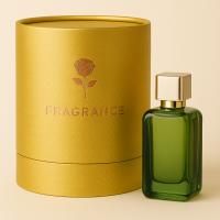 China Textured Paper Luxury Perfume Cylinder Box Gold Foil Stamping Round Paper Tube Essential Oil Packaging for sale