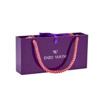 China Elegant Purple Flip Top Pen Gift Box With Handles Ribbon Closure Luxury Packaging for sale