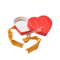 China Romantic Satin Heart Shaped Gift Box With Gold Bow Luxury Packaging For Wedding for sale