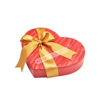 China Romantic Satin Heart Shaped Gift Box With Gold Bow Luxury Packaging For Wedding for sale