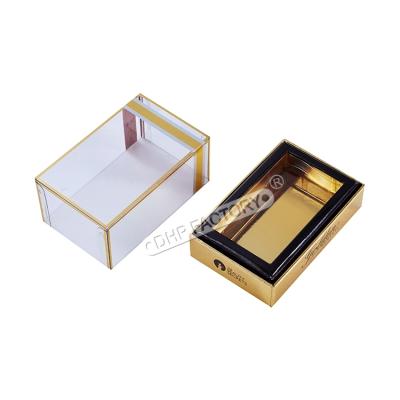China Luxury Cardboard Gold Paper Box With acrylic Lid For Cosmetic Packaging for sale