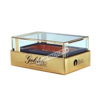 China Luxury Cardboard Gold Paper Box With acrylic Lid For Cosmetic Packaging for sale