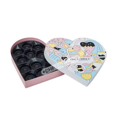 China Adorable Heart Shaped Chocolate Gift Box With Plastic Insert Custom Printed Candy Rigid Box for sale