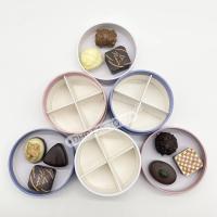 China Custom Printed Round Tube Box For Chocolate Blue Rigid Paper Cylinder Gift Box With Divider for sale