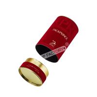 China Luxury Round Wine Packaging Box Velvet Finish Cylinder Tube With Metal Lid for sale