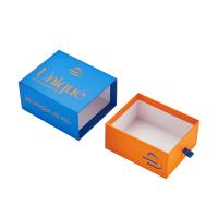 China Custom Rigid Gray Cosmetic Package Blue Slider Drawer Box Foil Stamp Brand Logo for sale
