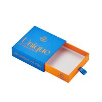 China Custom Rigid Gray Cosmetic Package Blue Slider Drawer Box Foil Stamp Brand Logo for sale