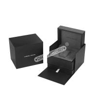 China Luxury High Quality Custom Logo Black Rigid Cardboard Paper Gift Packaging Single Watch Box Caja De Regalo Para Reloj for sale